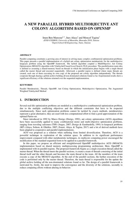pdf a new parallel hybrid multiobjective ant colony algorithm based