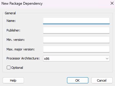 Edit Package Dependency Dialog
