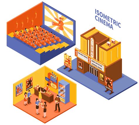 Cinema Isometric Compositions Set 481025 Vector Art At Vecteezy