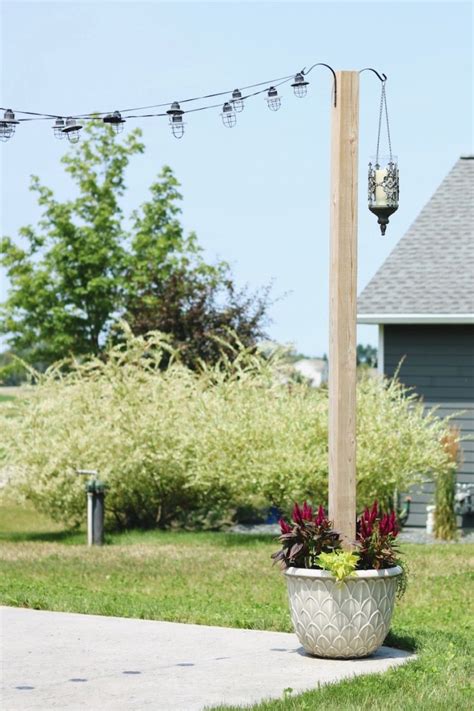 Diy Planter Posts For String Lights Backyard Patio Ideas Sugar
