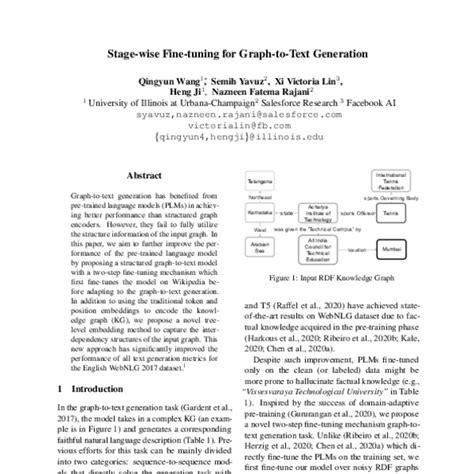 Stage Wise Fine Tuning For Graph To Text Generation Acl Anthology