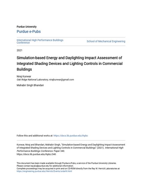 Simulation Based Energy And Daylighting Impact Assessment Of Inte Pdf Energy Conservation