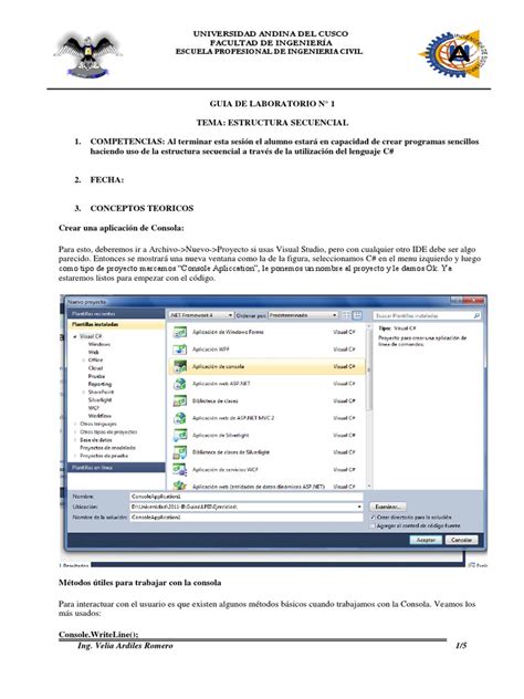Guia 1 Pdf C Sharp Lenguaje De Programación Programación De Computadoras