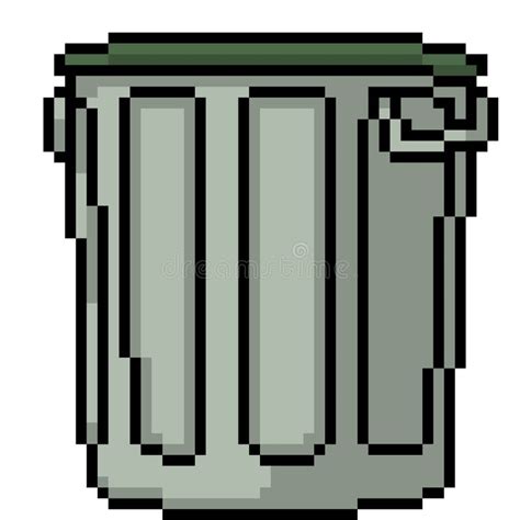 Pixel Art Iron Garbage Can Stock Vector Illustration Of White 268477287