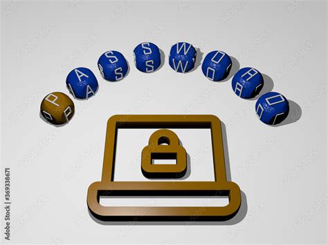 3d Representation Of Password With Icon On The Wall And Text Arranged