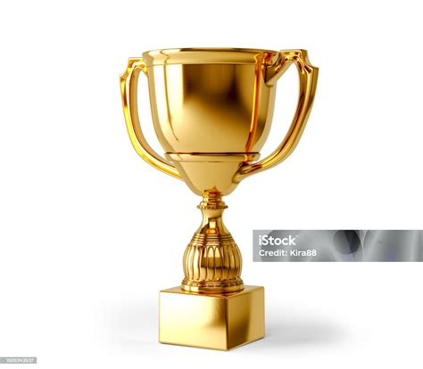 황금 트로피 컵은 흰색 배경에 분리되어 있다 스포츠 토너먼트 상 금메달 컵 및 승리 개념 3d 렌더링 그림 트로피에 대한 스톡 사진 및 기타 이미지 Istock