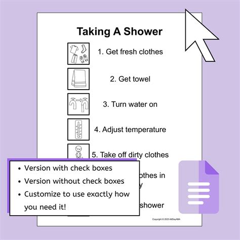 Showering Task Analysis Editable For Taking A Shower Visual Schedule