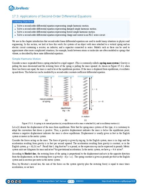 17 3 Applications Of Second Order Differential Equations Pdf Damping Electrical Network