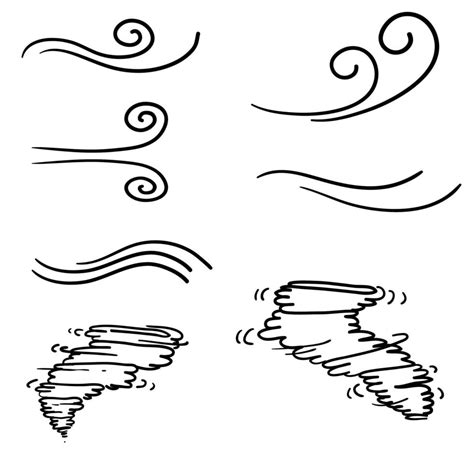 Natureza De ícones De Vento Ilustração De Fluxo De Onda Com Estilo De