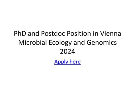 Phd And Postdoc Position In Vienna Microbial Ecology And Genomics 2024pptx
