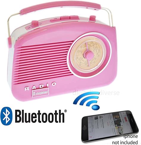 Steepletone Bluetooth Brighton Pink Retro 1950s Style 3 Band Portable