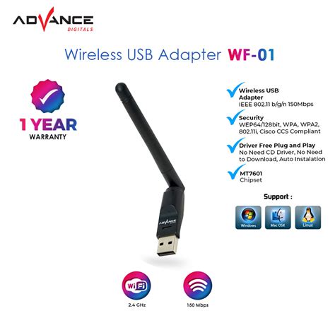 USB Dongle Wifi Advance WF 01 Wireless Adapter Receiver Komputer PC Laptop 150Mbps Lazada