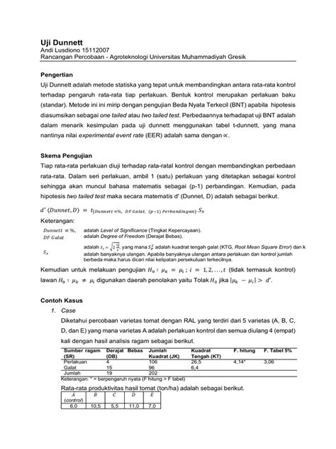 Andi Lusdiono Artikel Uji Dunnet Pdf