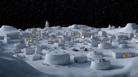 Astronauts Explore The Lunar Landscape With A Habitat Module And Rover Under A Bright Moon In
