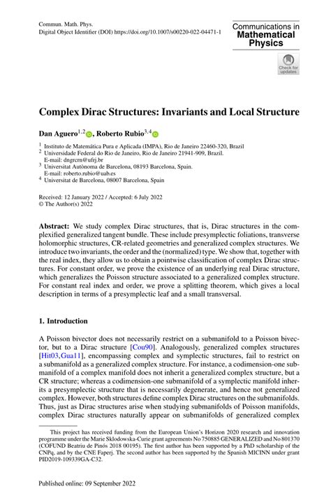 Pdf Complex Dirac Structures Invariants And Local Structure