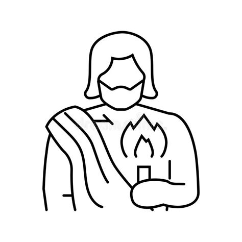 Prometheus Greek God Ancient Line Icon Vector Illustration Stock Vector