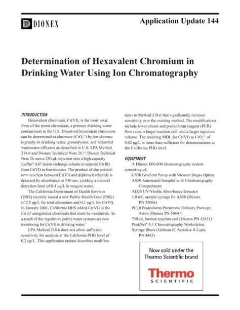 Au 144 Determination Of Hexavalent Chromium In Dionex
