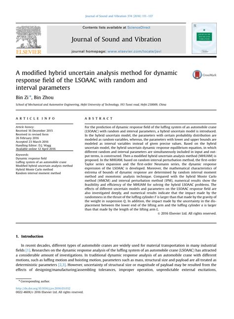 Pdf A Modified Hybrid Uncertain Analysis Method For Dynamic Response