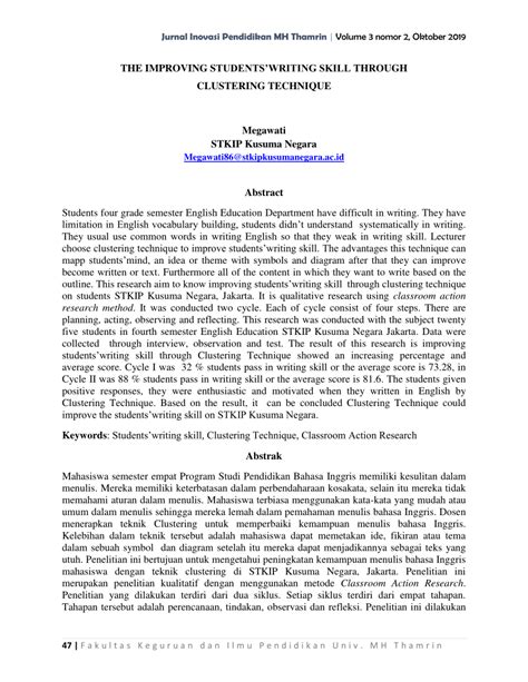 Pdf The Improving Studentswriting Skill Through Clustering Technique
