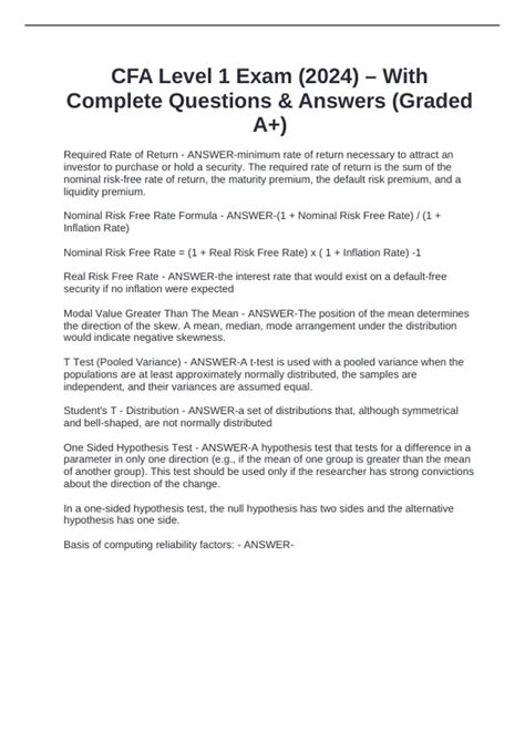 Cfa Level 1 Exam 2025 With Complete Questions And Answers Graded A Cfa Chartered