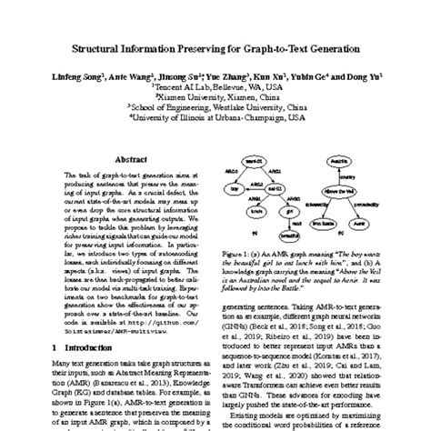Structural Information Preserving For Graph To Text Generation ACL Anthology