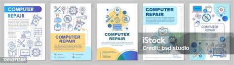컴퓨터 복구 브로셔 템플릿 레이아웃입니다 운영 체제를 다시 설치합니다 전단지 소책자 선형 그림이있는 전단지 인쇄 디자인 연례 보고서 광고 포스터에 대한 벡터 페이지 레이아웃