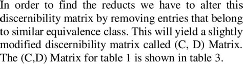 Discernibility Matrix For Table 1 Download Table