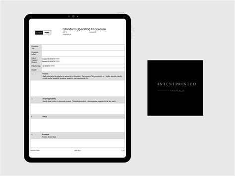 Sop Template Standard Operating Procedure Policies Digital
