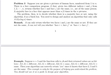 Solved Problem 3 Suppose You Are Given N Pictures Of Human Chegg Com