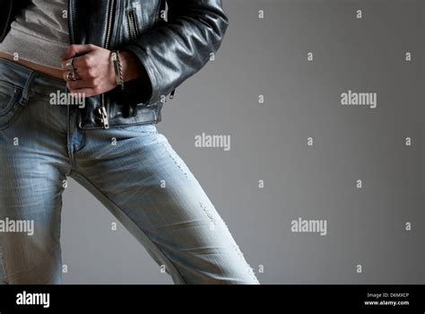 Girl In Tight Leather Jeans