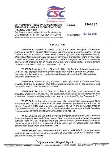 Csc Resolution No 1800692 Pdf Governance Justice