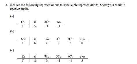 Reduce The Following Representations To Irreducible