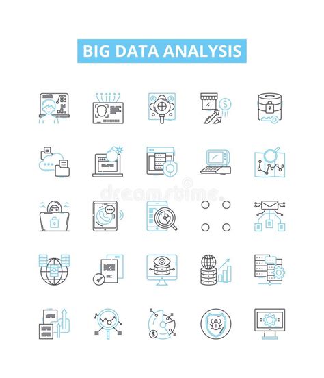 Big Data Analysis Vector Line Icons Set Analytics Mining Storage
