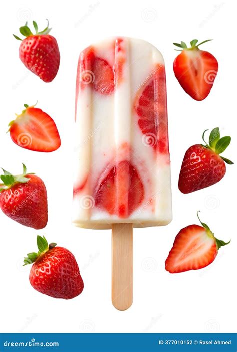 Strawberry Popsicle Ice Cream Summer Flavor Vector Illustration 63058720