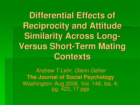 Ppt Differential Effects Of Reciprocity And Attitude Similarity Across Long Versus Short Term