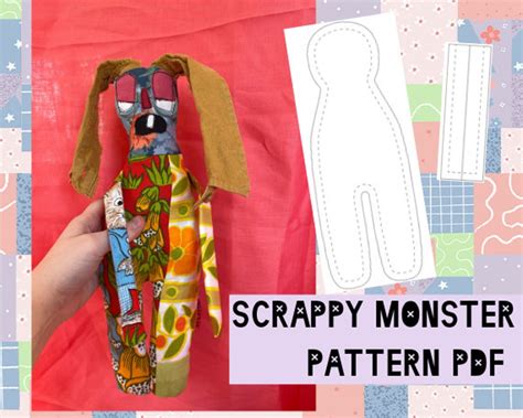 Scrappy Monster Doll Sewing Pattern Diy Fabric Scrap Project Pdf Etsy