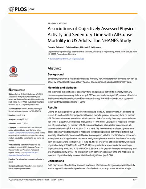 Pdf Associations Of Objectively Assessed Physical Activity And