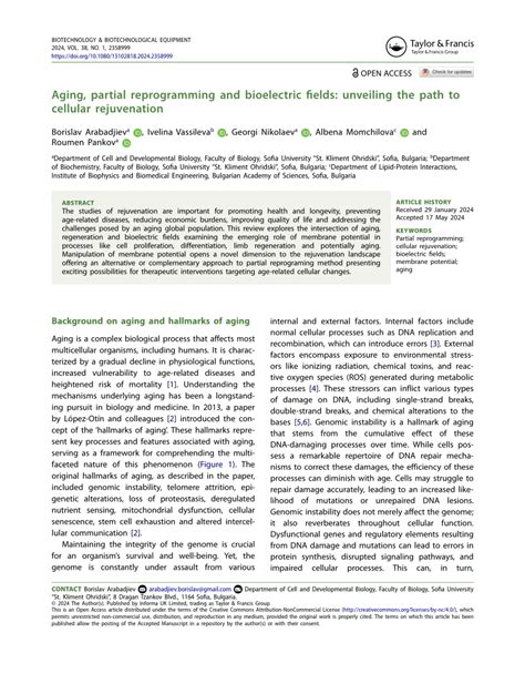 Pdf Aging Partial Reprogramming And Bioelectric Fields Unveiling The Path To Cellular