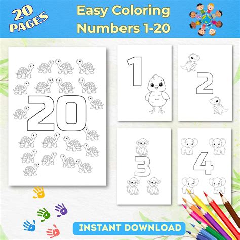 Number Coloring Pages 1 20 Printable For Preschool 20 Worksheets Pdf