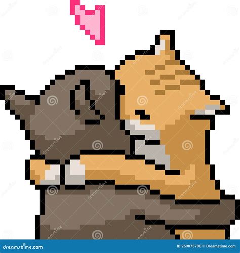 Pixel Art Cat Hug Love Stock Vector Illustration Of Romance 269875708