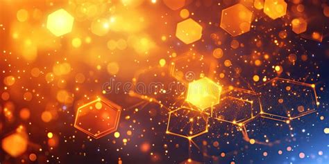 Futuristic Abstract Background With Glowing Hexagons And Dynamic Particles For Technology