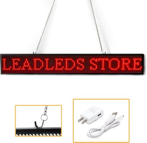 Leadleds WiFi LED Sign 20x4 P5 SMD Red Color Scrolling LED Sign App And USB Programmable