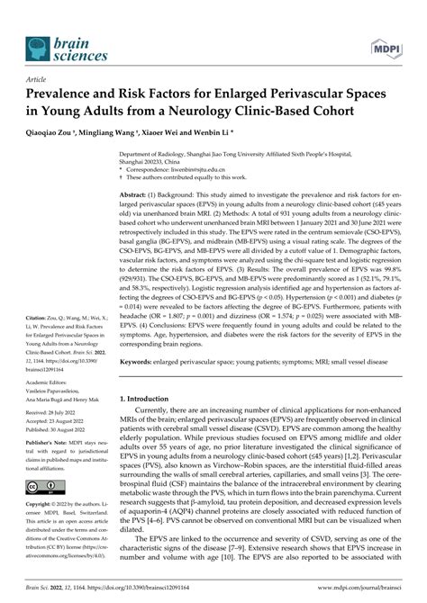 Pdf Prevalence And Risk Factors For Enlarged Perivascular Spaces In
