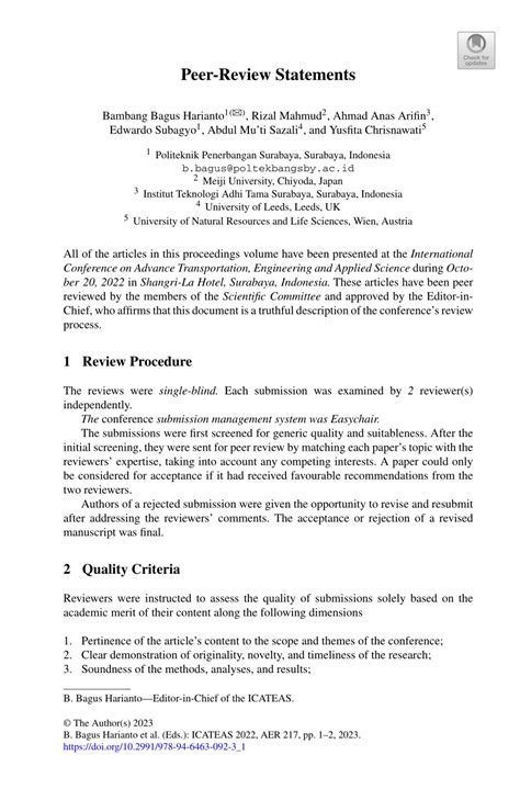 Pdf Peer Review Statements