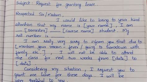 Application For Leave From College