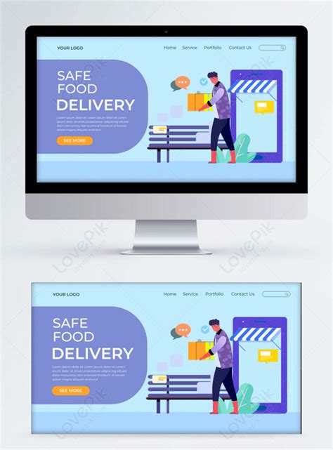 하늘색 음식 배달 프로모션 웹 Ui 디자인 이미지 사진 465562946 무료 다운로드