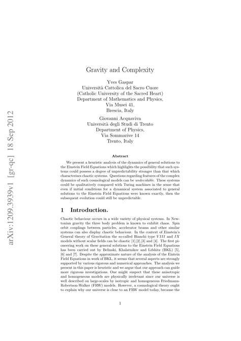 Pdf Gravity And Complexity