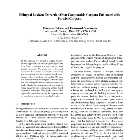 Bilingual Lexicon Extraction From Comparable Corpora Enhanced With