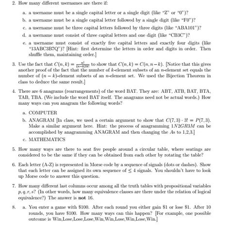 Solved How Many Different Usernames Are There If A