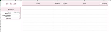 Excel Template To Do List With Prioritisation And Automatic Summary Table Etsy